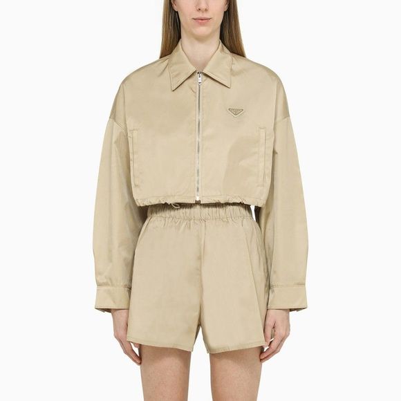 Prada | Jackets & Coats | Prada Beige Renylon Short Jacket | Poshmark